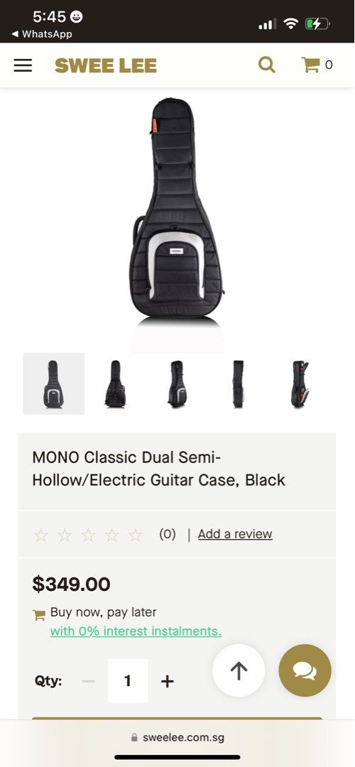 MONO Classic Dual Semi-Hollow/Electric Guitar Case, Black, Hobbies & Toys, Music & Media, Music ...