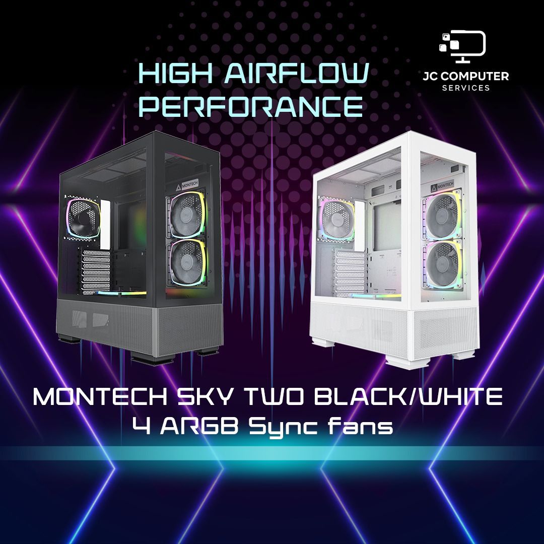 MONTECH SKY TWO BLACK/WHITE, 4 ARGB Sync fans, Computers & Tech, Parts ...