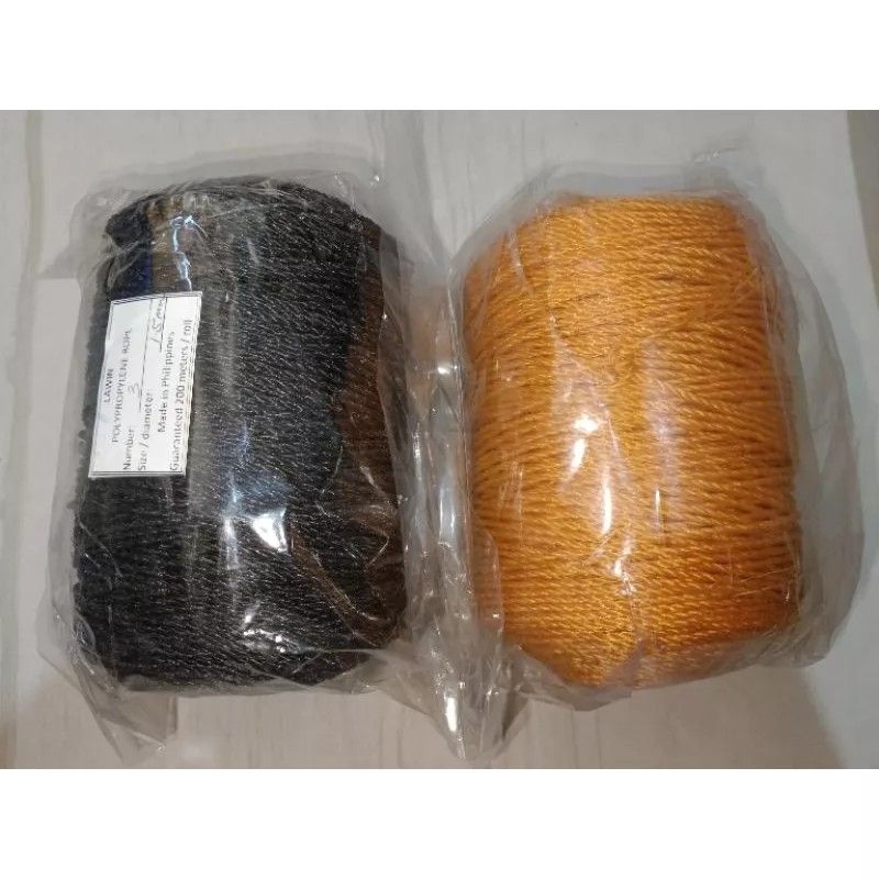 PE Nylon Rope No. 3 (1.5mm x 200 meters) Orange / Black Polyethylene ...