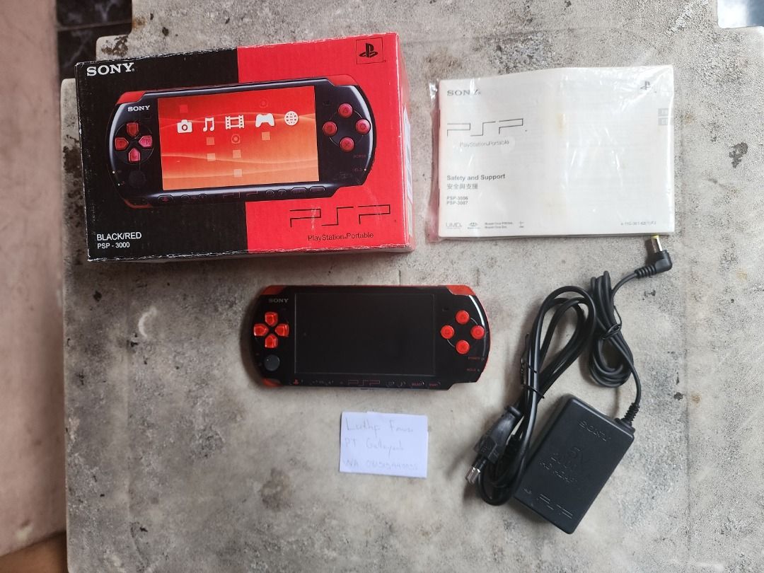 Playstation Portable PSP Slim Black and Red Limited Edition Fullset ...