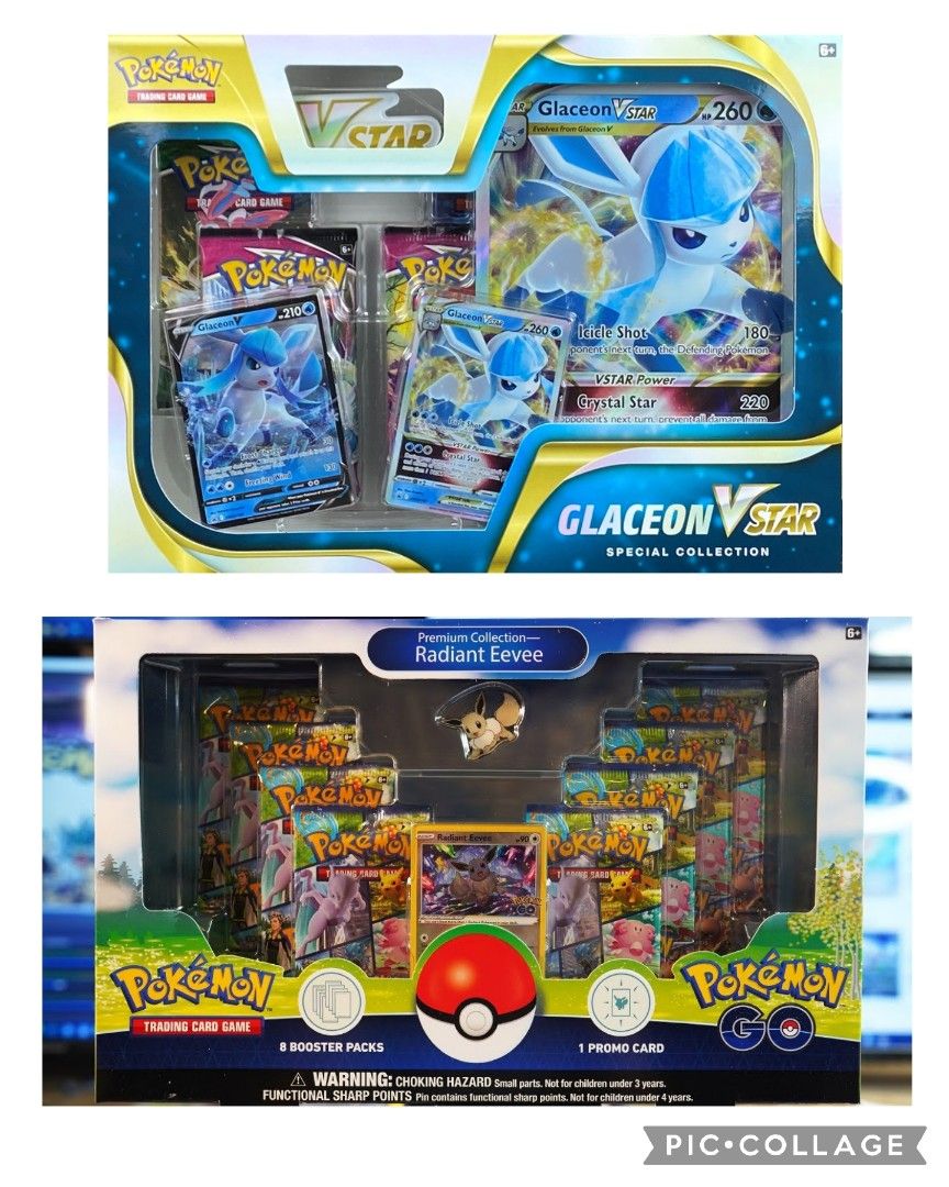 Radiant Eevee Premium Collection Box Pokemon Go Glaceon VStar Special ...
