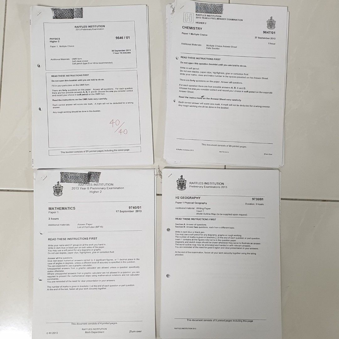 Raffles Institution (JC) Notes and Exam Papers, Hobbies & Toys, Books ...