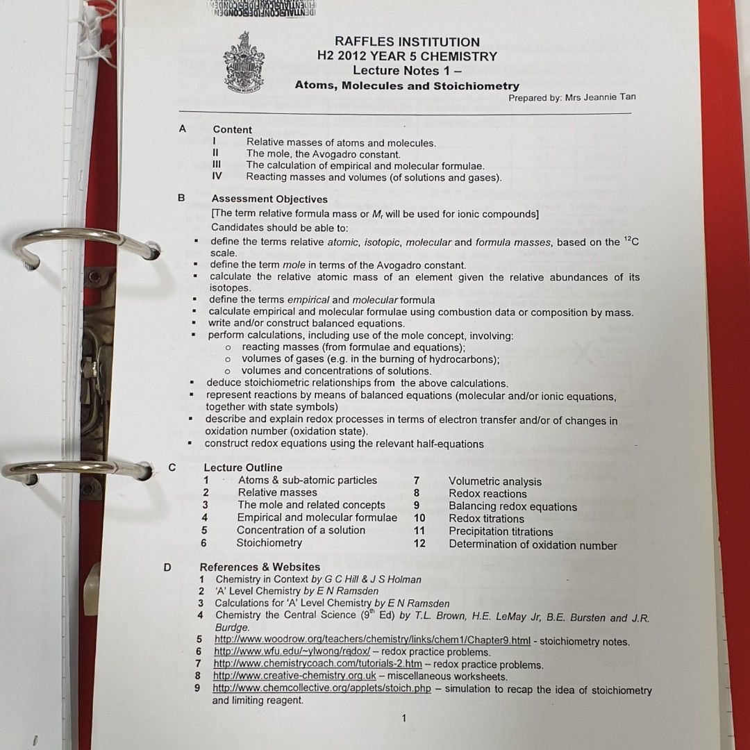 Raffles Institution (JC) Notes and Exam Papers, Hobbies & Toys, Books ...