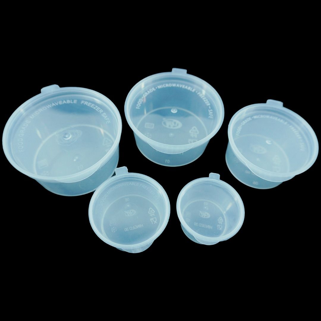 Sauce Cup with Hinged Lids 5pcs Plastic Take-out Sauce Cup Containers ...