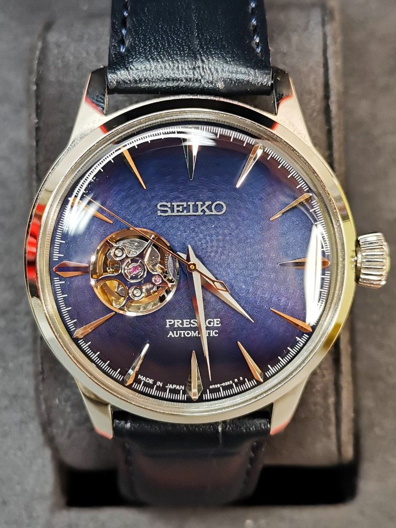 SEIKO PRESAGE BLUE DIAL OPEN HEART, Men's Fashion, Watches ...