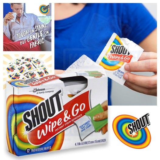 【現貨】Shout Wipe & Go 去污紙 每盒12片 （ 隨身攜帶式紙巾）, 其他, 其他 - Carousell