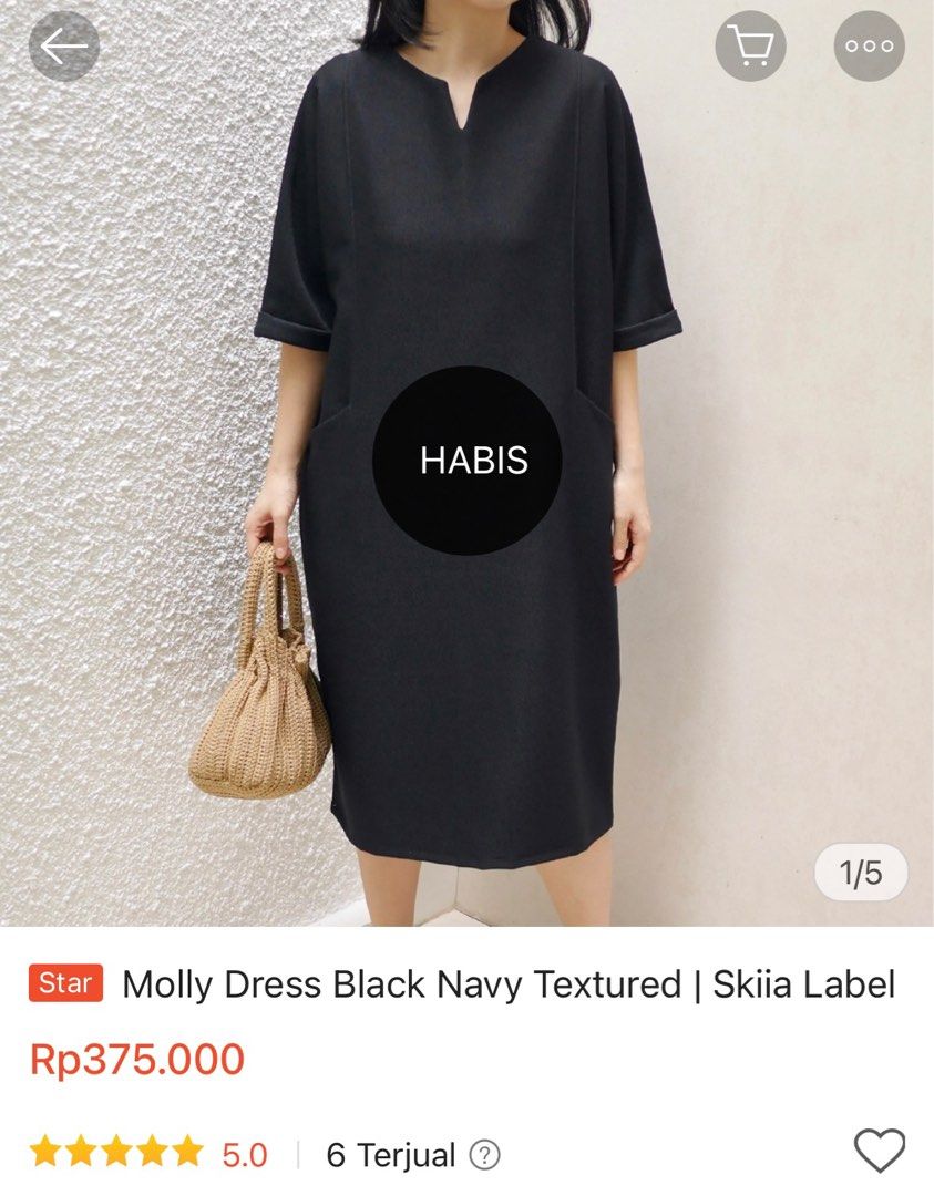 SKIIA Molly Dress in Black - Gaun Hitam Midi, Fesyen Wanita, Pakaian ...