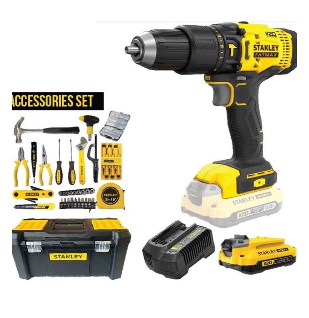 Stanley FatMax 20v Hammer Drill and Toolset, Furniture & Home Living ...