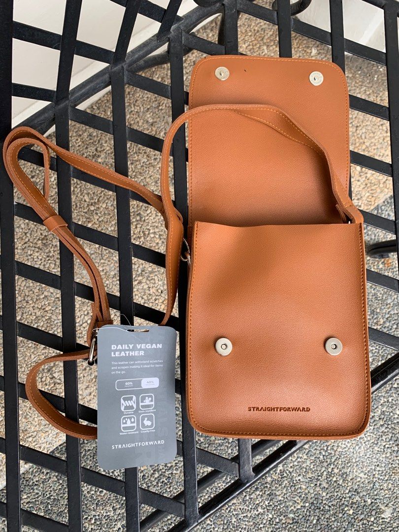 Straightforward Vegan Leather Messenger Body Bag (Caramel Brown), Men's ...