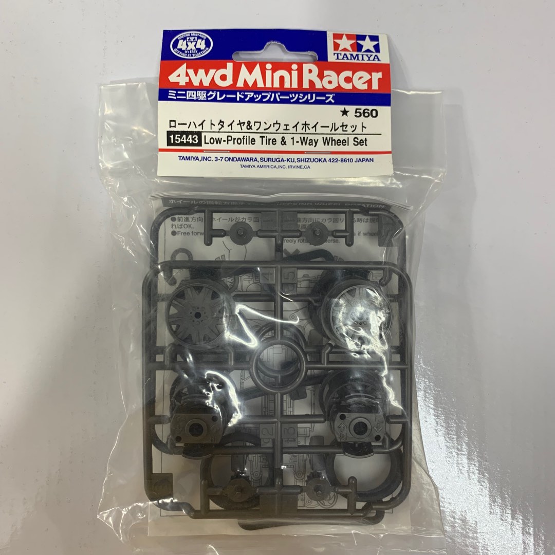 Tamiya 15443 Low Profile Tire & 1 Way Wheel Set Mini 4wd Mini Racer ...