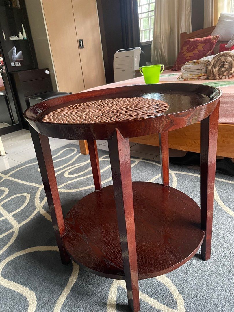 Teak wood round table, Furniture & Home Living, Furniture, Tables ...