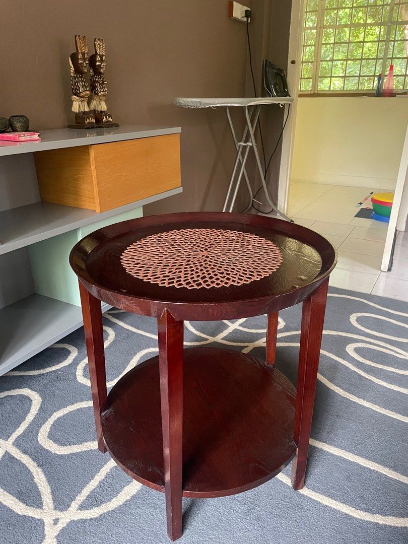 Teak wood round table, Furniture & Home Living, Furniture, Tables ...