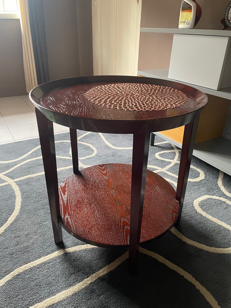 Teak wood round table, Furniture & Home Living, Furniture, Tables ...