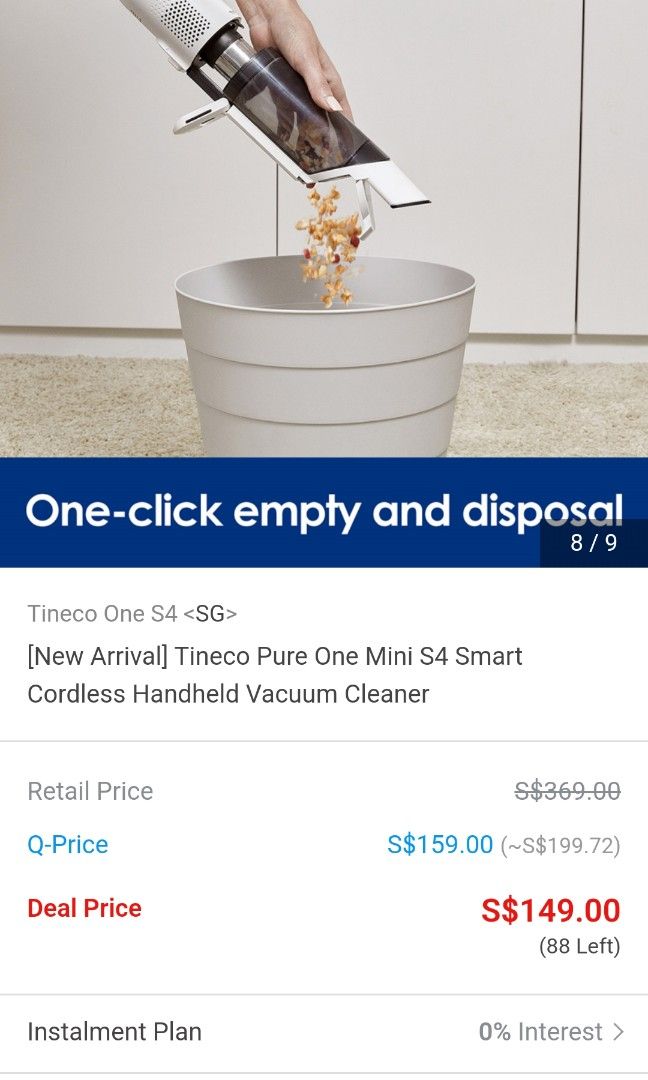 Tineco Pure One Mini S4 Smart Cordless Handheld Vacuum Cleaner, TV ...