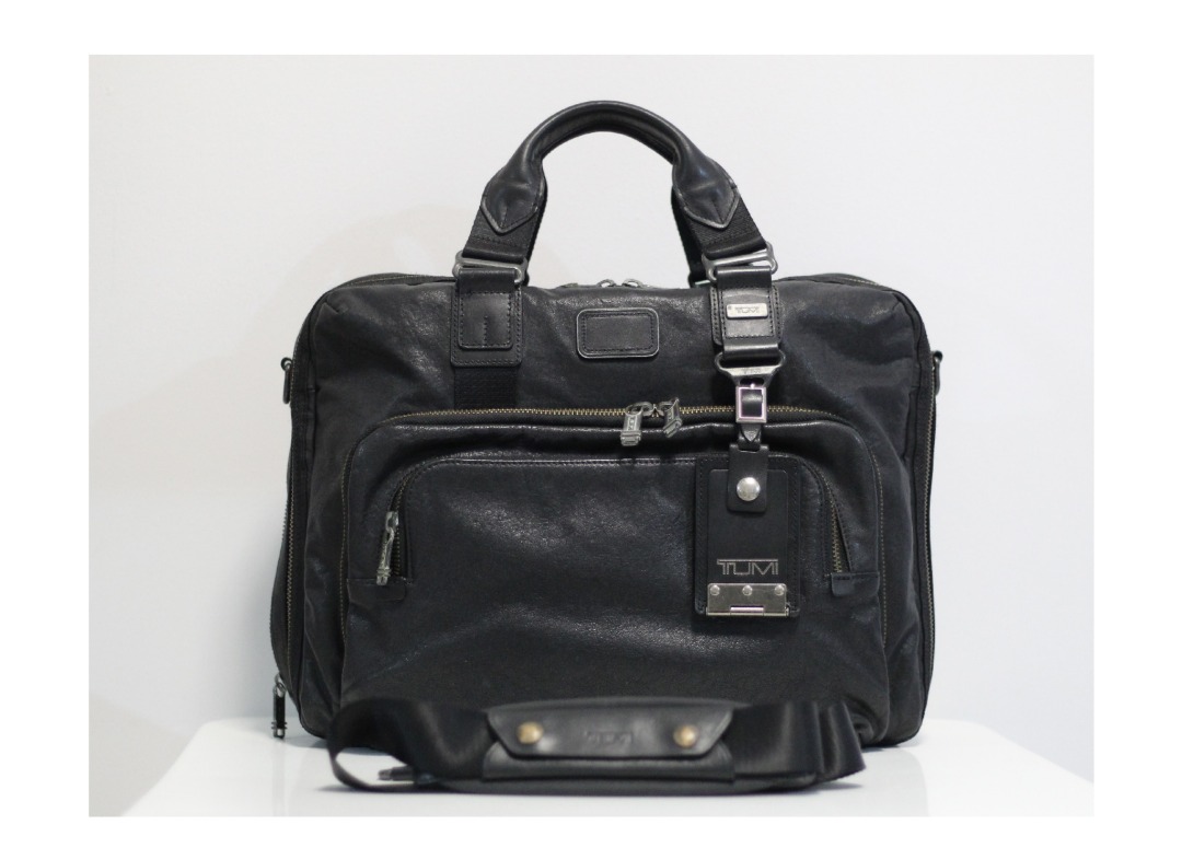 Tumi 92631DH2 - Alpha Bravo Black Leather Yuma Slim Brief / Black Tumi ...