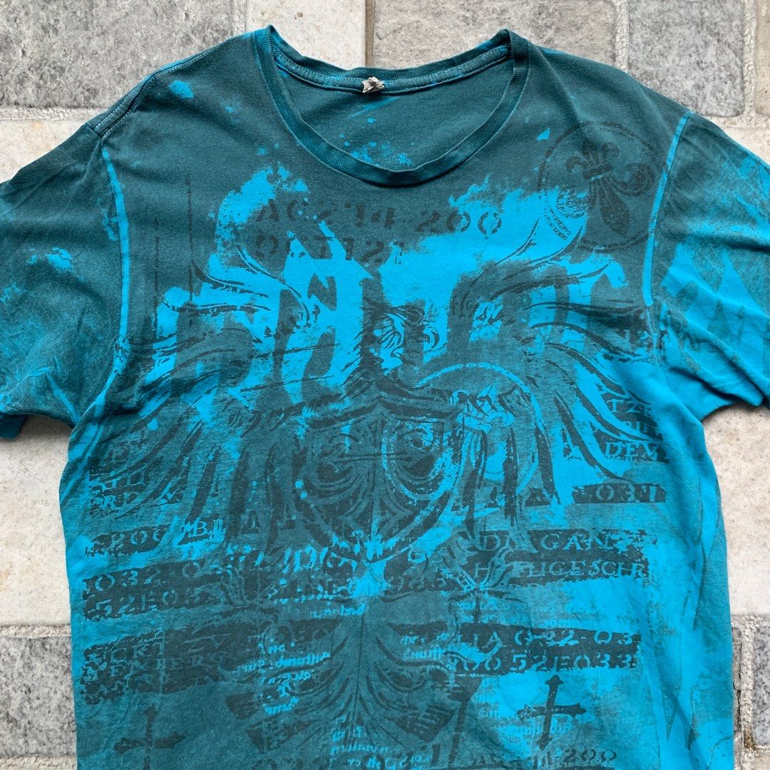 Vintage Helix AOP Blue Grunge Y2K Tee Shirt, Men's Fashion, Tops & Sets ...