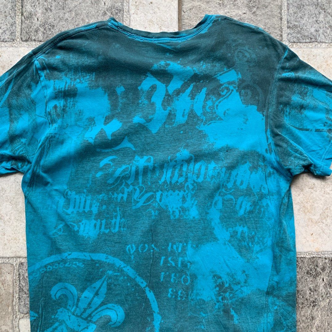 Vintage Helix AOP Blue Grunge Y2K Tee Shirt, Men's Fashion, Tops & Sets ...