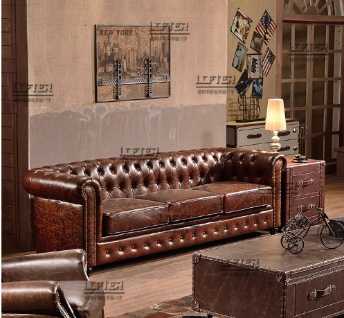 Whiskey Cigar Bar Sofa American Genuine Leather Top Layer Cowhide ...