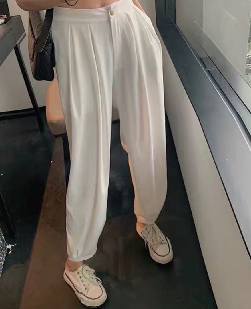 White slack pants, Women's Fashion, Bottoms, Other Bottoms on Carousell