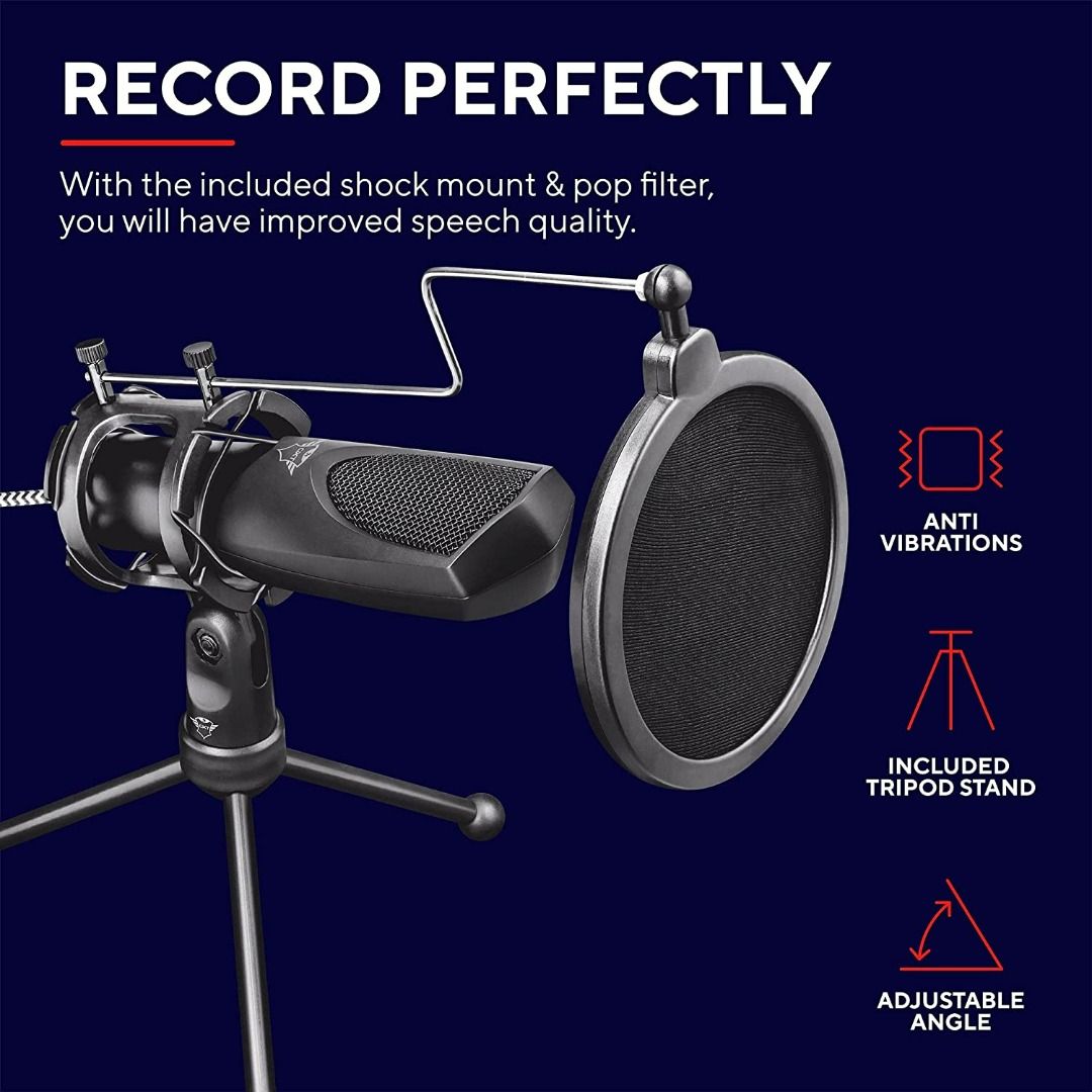 2116) TRUST GAMING GXT 232 MANTIS STREAMING USB DESK MICROPHONE, Audio ...