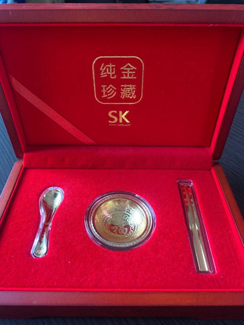 999 pure gold Golden Rice Bowl Set, Women's Fashion, Jewelry ...