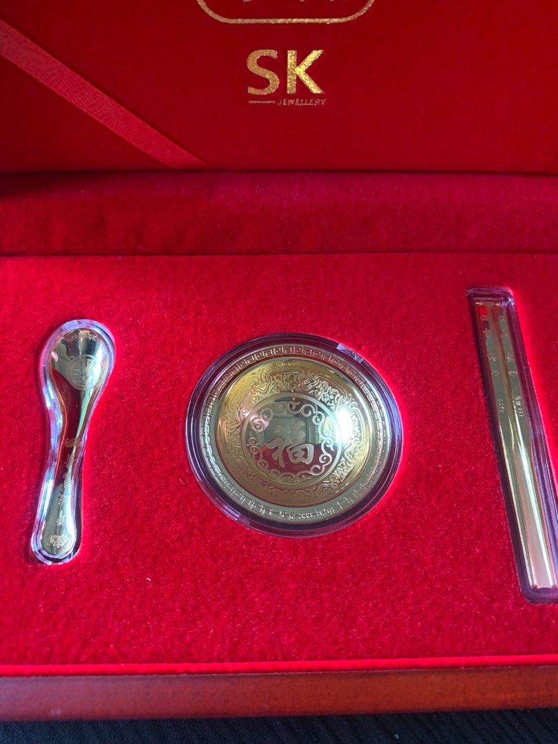 999 pure gold Golden Rice Bowl Set, Women's Fashion, Jewelry ...