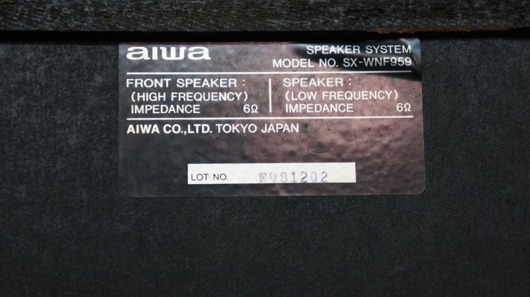 Aiwa AV-S17 Stereo AV Receiver + SX-WNF959 Speakers Combo Set, Audio ...