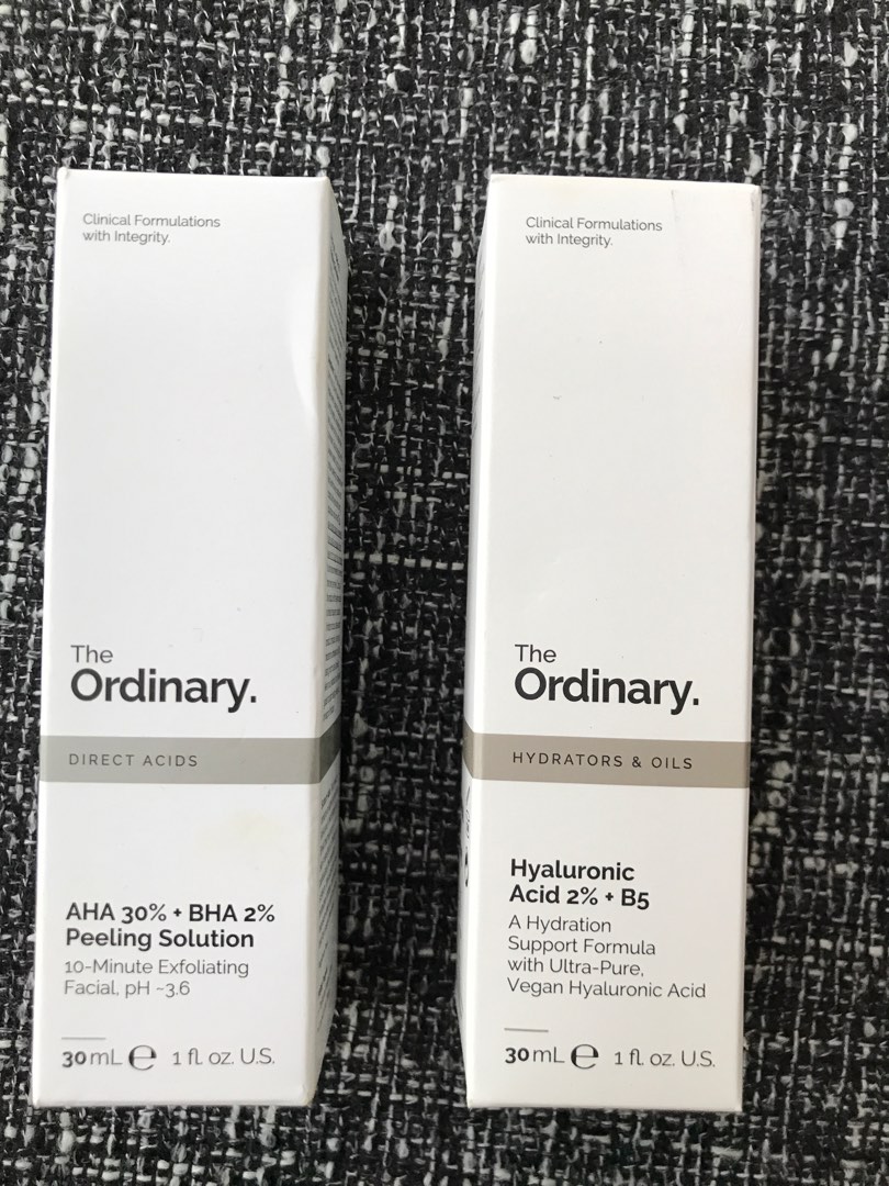 Brand New! The Ordinary AHA BHA Peeling Solution / Hyaluronic Acid 30ml ...