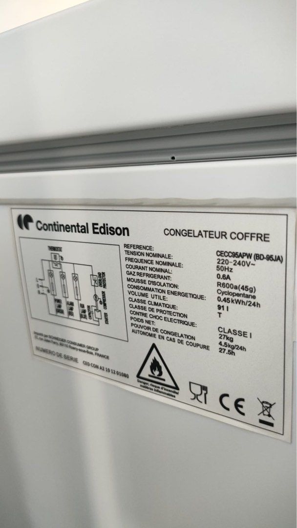 BUY NOW! Continental Edison 91L Chest Freezer BD-95JA, TV & Home ...