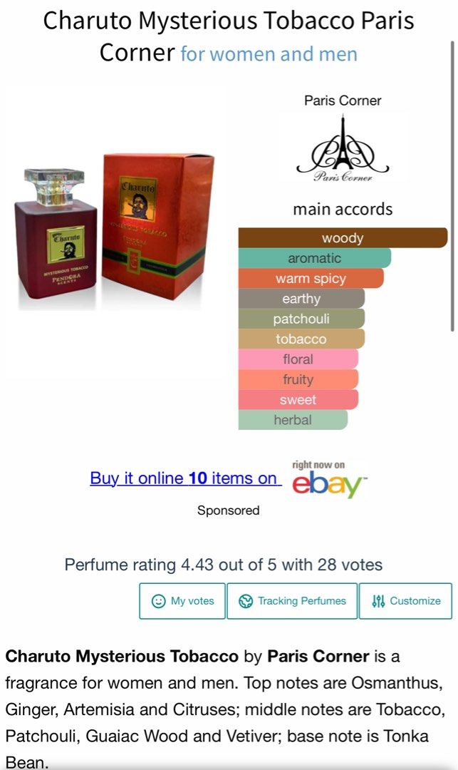 Charuto Mysterious Tobacco (Rare) Alt. Mancera Red Tobacco, Beauty & Personal Care, Fragrance ...