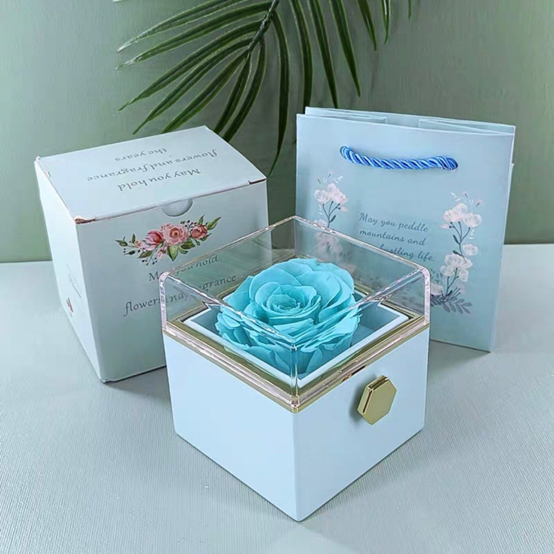 Creative Rotatable Preserved Flower Jewellery Box Hidden Ring Preserved ...