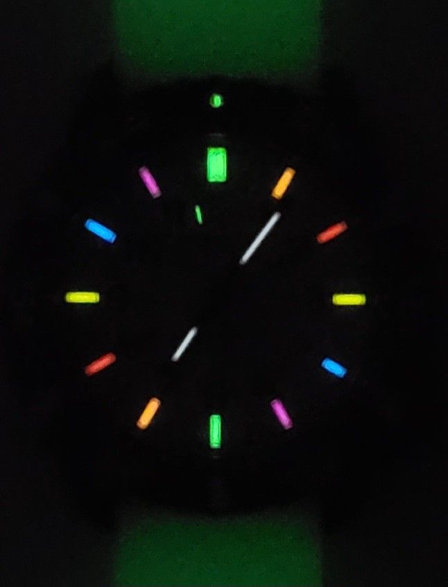 Deep Blue Tritium Watch with green superluminova strap, Luxury, Watches ...