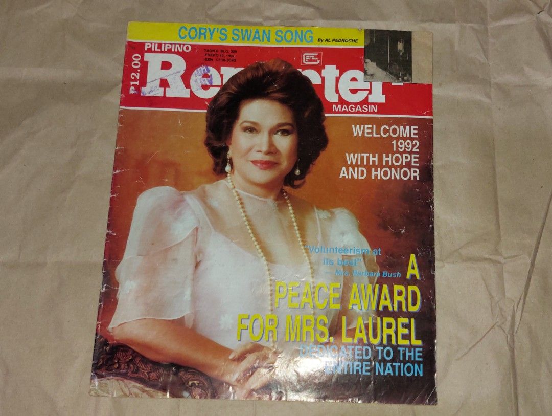 Enero 12 1992 Mrs. Celia Diaz Laurel Salvador Laurel Collectible ...