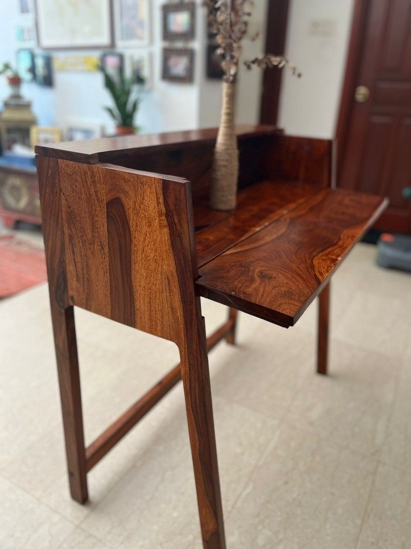 Ethnic Indian solid study desk in solid mango wood, Furniture & Home ...