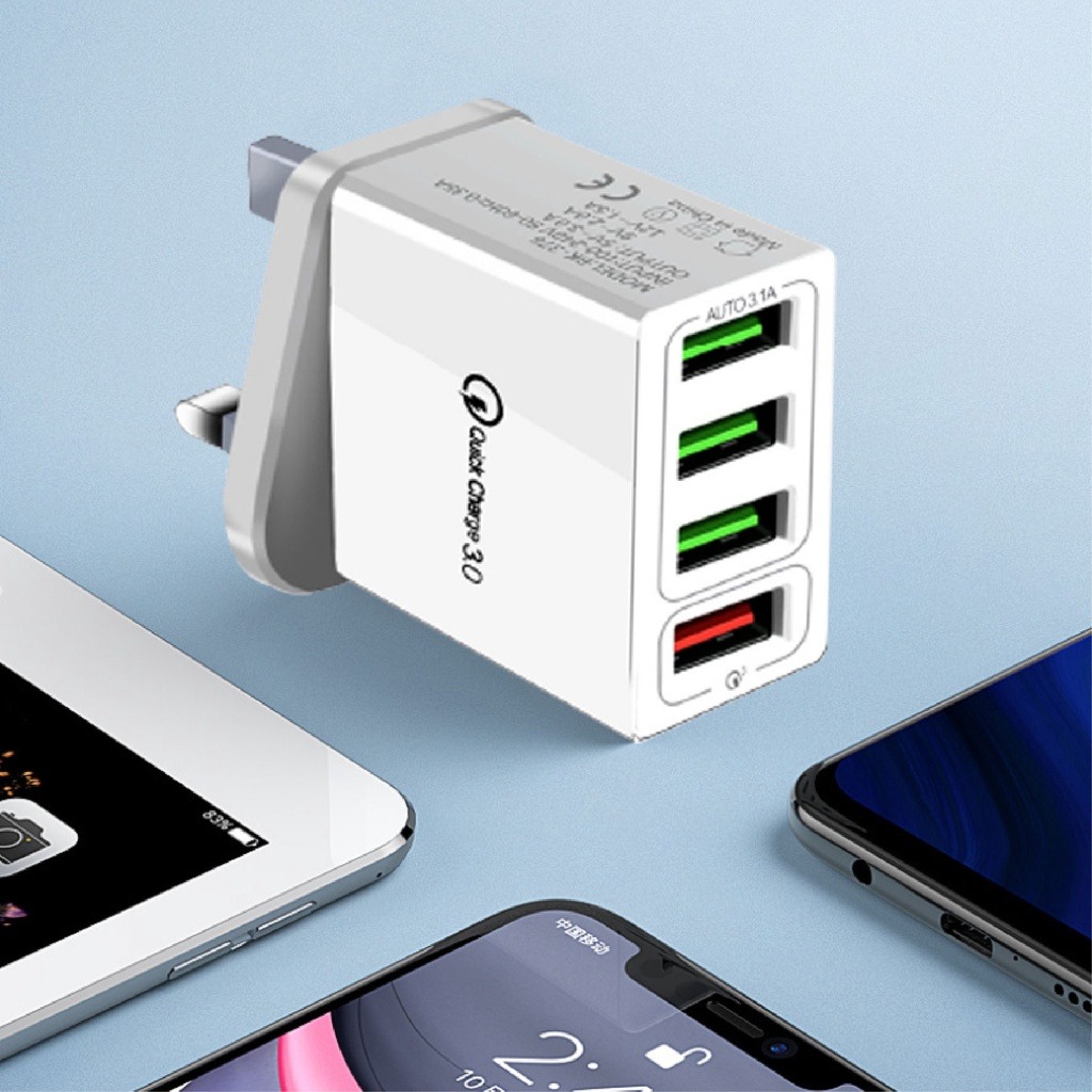 Fast Charge 4USB Multi-port 5V/9V/12V/PD 20W || New Travel Charger UK ...
