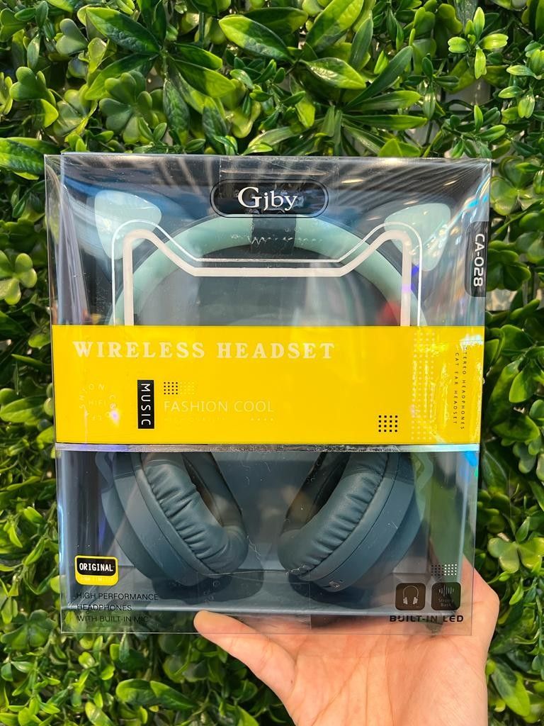 GJBY Fun claw cat Teal blue cute kawaii cat ears audio headphone wireless headset, Audio ...