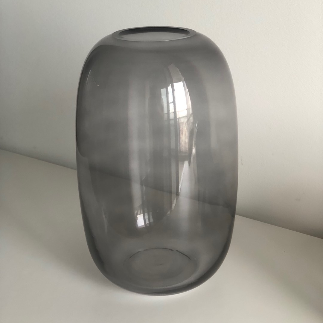 Grey glass vase, Furniture & Home Living, Home Decor, Vases ...