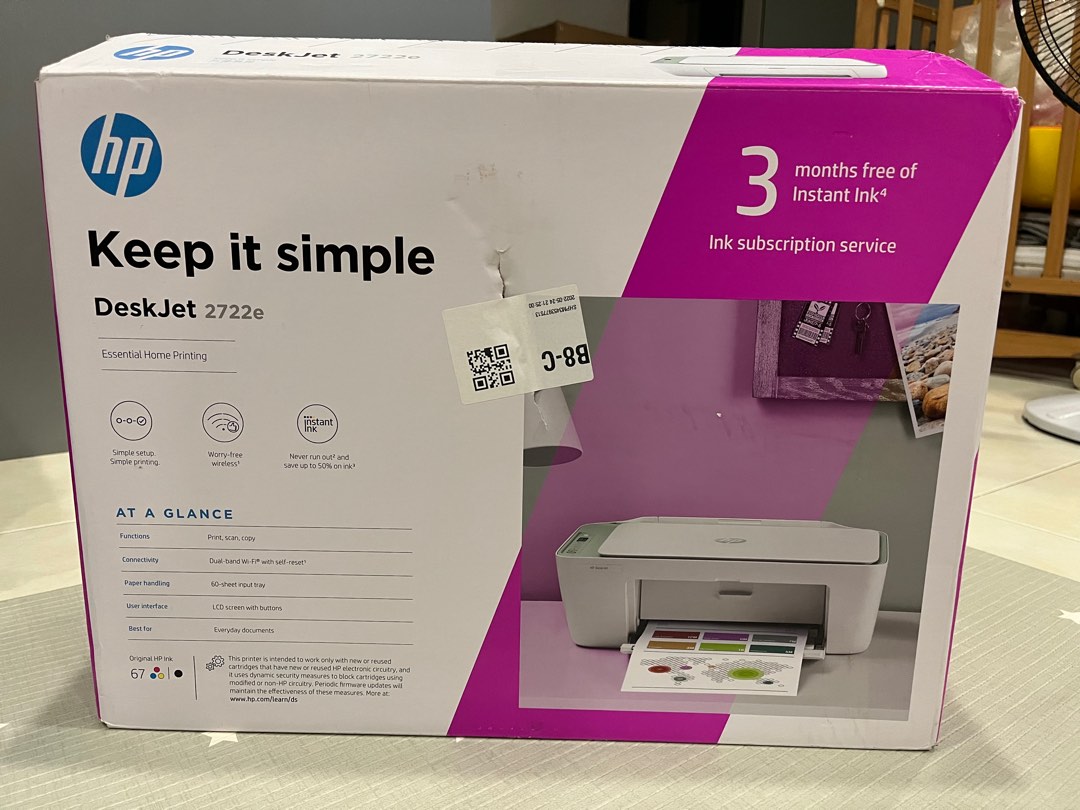 HP Deskjet 2722 / 2722e All-In-One Printer Print Scan Copy Wiireless ...