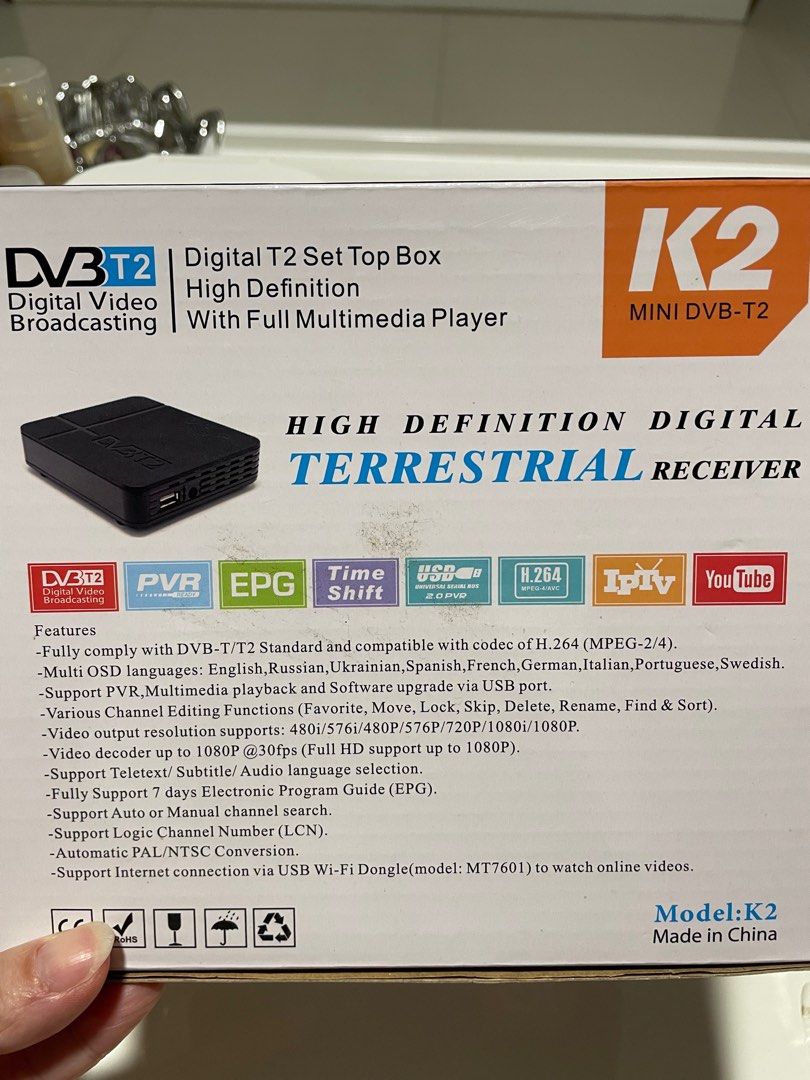 K2 Mini DVB T2 TV Digital Set Top Box with Antenna, TV & Home ...