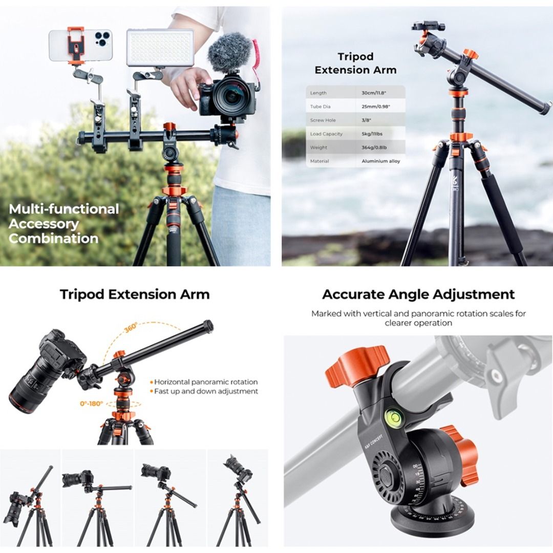 K&F Universal Central Axis Column Tripod Extension Arm, Photography ...