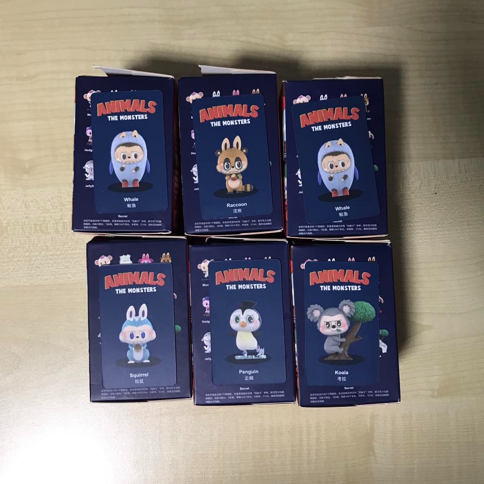 Labubu the monster animal series / popmart blind box / whale / raccoon ...