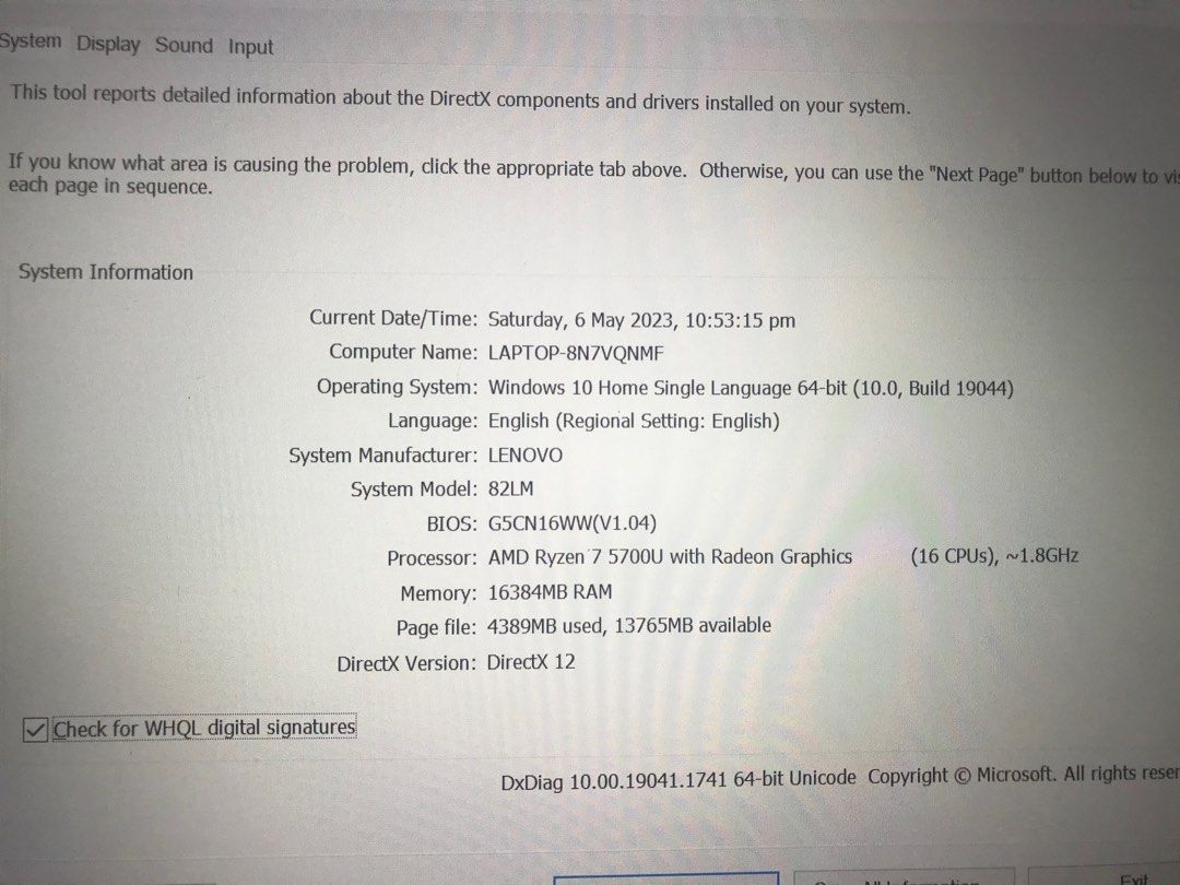 Lenovo AMD Ryzen 7 5700U with Radeon Graphics (16 CPUs),~1.8GHz 16GB ...