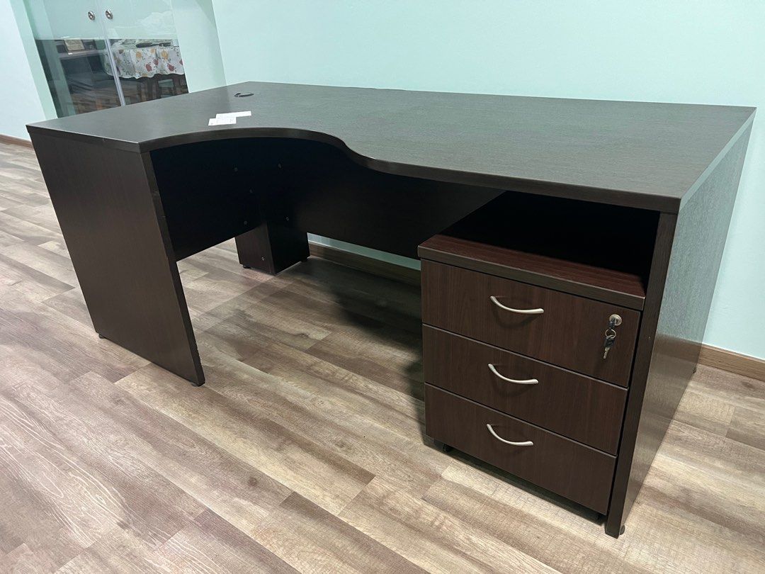 L-shaped detachable study table / computer with pedestal, Furniture ...