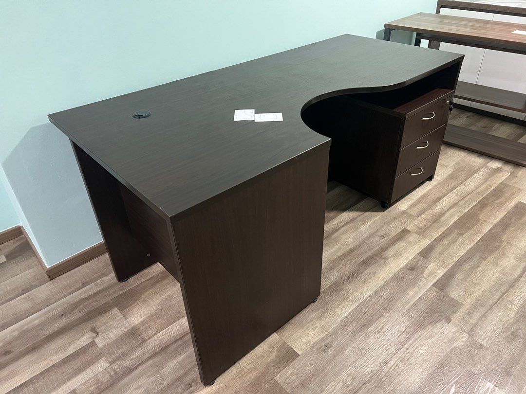 L-shaped detachable study table / computer with pedestal, Furniture ...