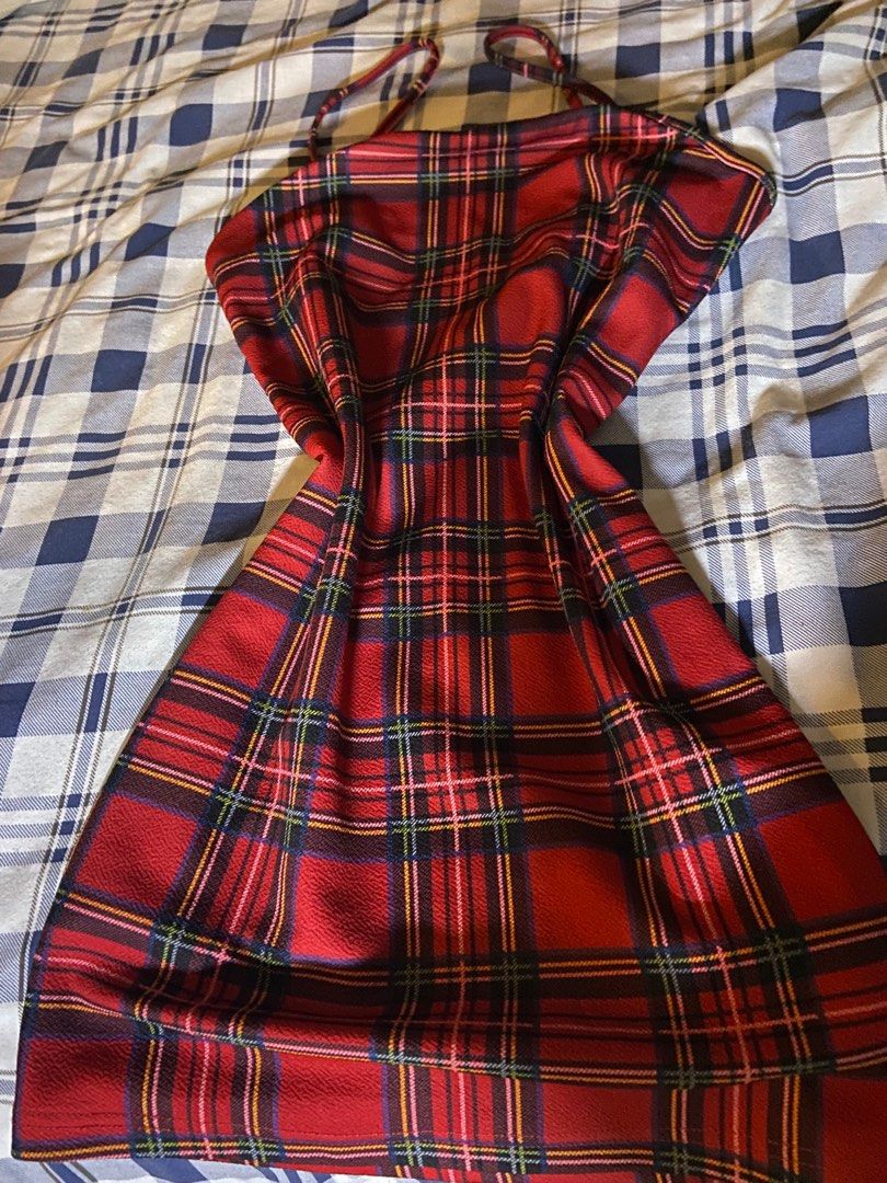 Mini Red Checkered Dress, Women's Fashion, Dresses & Sets, Dresses on ...
