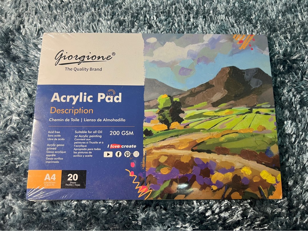 NEW Acrylic Pad A4 200 GSM Giorgione, Hobbies & Toys, Stationary ...