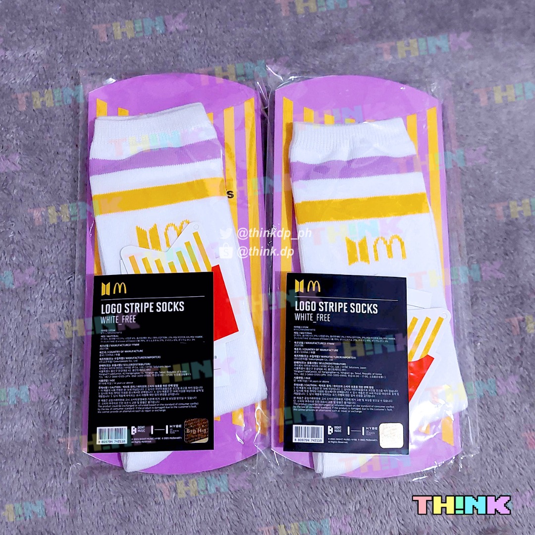 ON HAND BTS x McDo Logo Stripe Socks ( bt21 mcd toy ) on Carousell