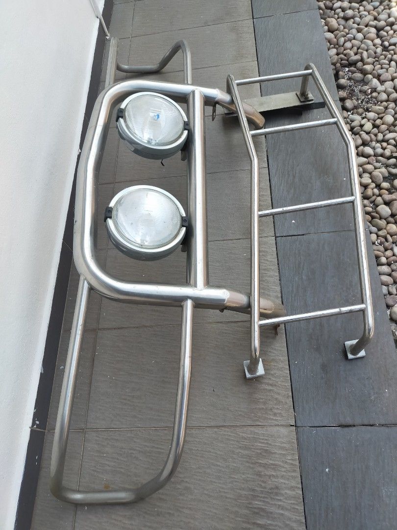 Pajero kangaroo bar with hella sports lights, Auto Accessories on Carousell