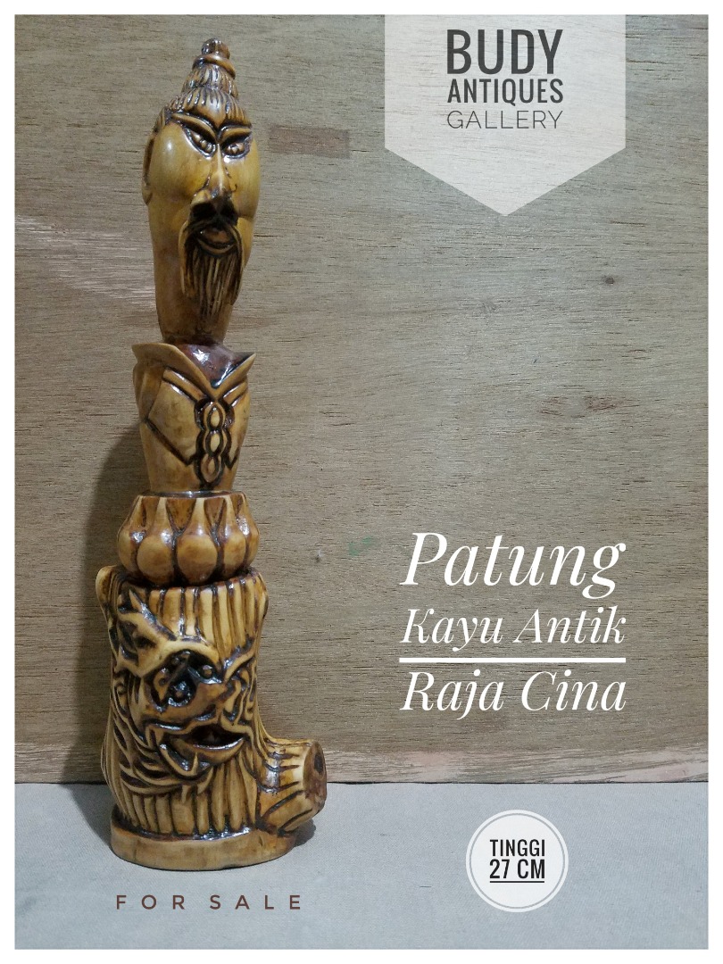 Patung Kayu Antik Raja Cina, Antik, Pajangan di Carousell