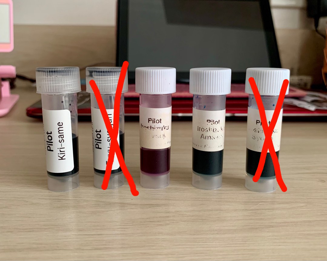 Pilot Iroshizuku Ink Samples 2-3ml (Kiri-same, Tsutsuji, Ama-iro) on ...